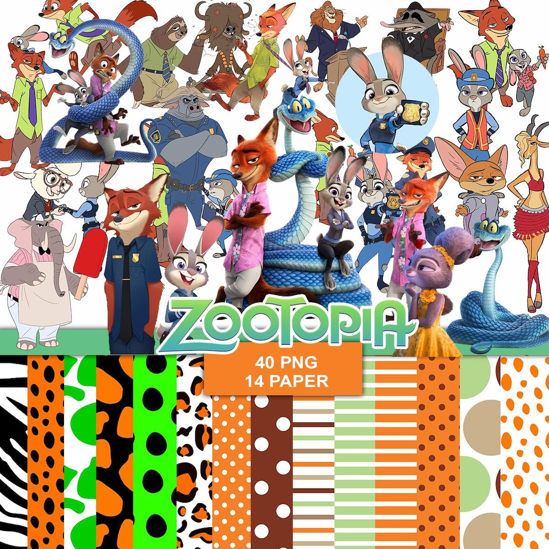Zootopia Clipart Pack Png, Zootopia Bundle Pack Paper Digital - Etsy