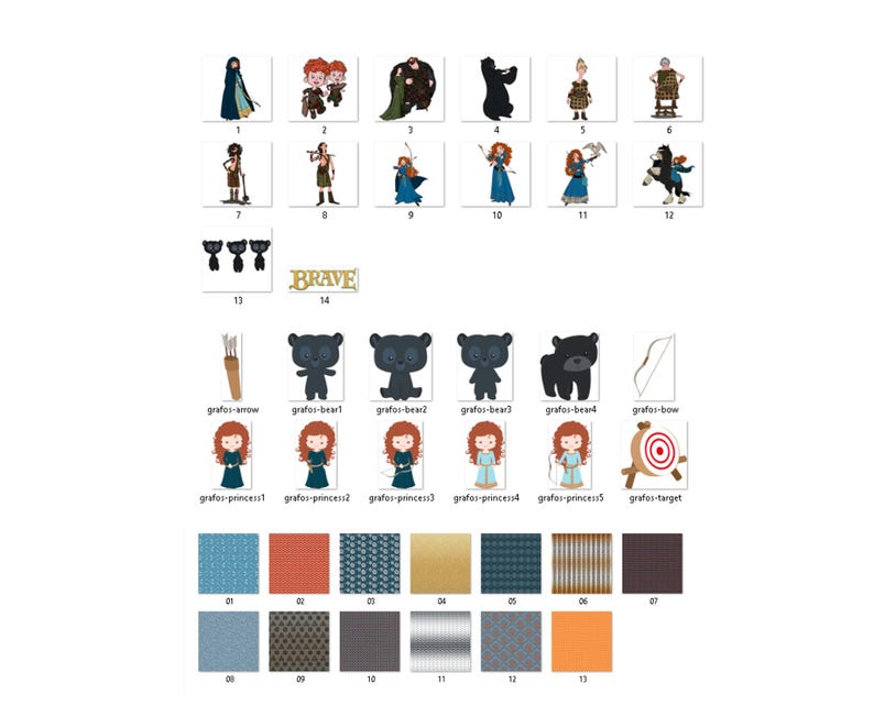 Brave Clipart Pack Png, Brave Merida Bundle Pack - Etsy