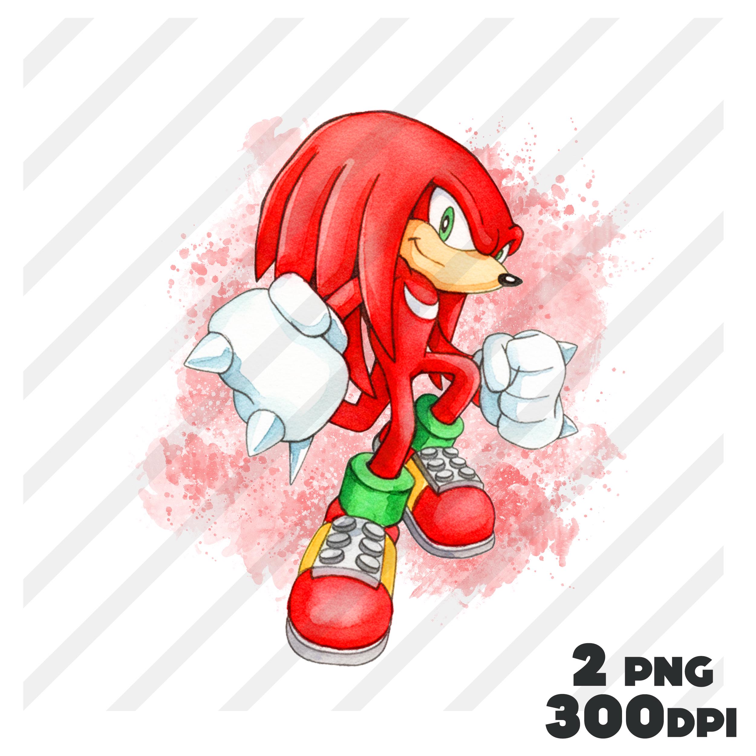 Knuckles Watercolor 2 Clipart Png Art , Knuckles Sonic Art Digital - Etsy