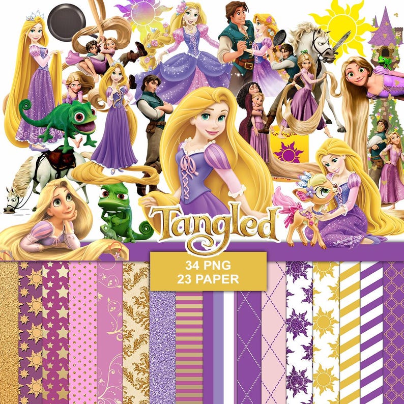 Tangled Clipart Pack Png, Tangled Bundle Pack Paper Digital - Etsy