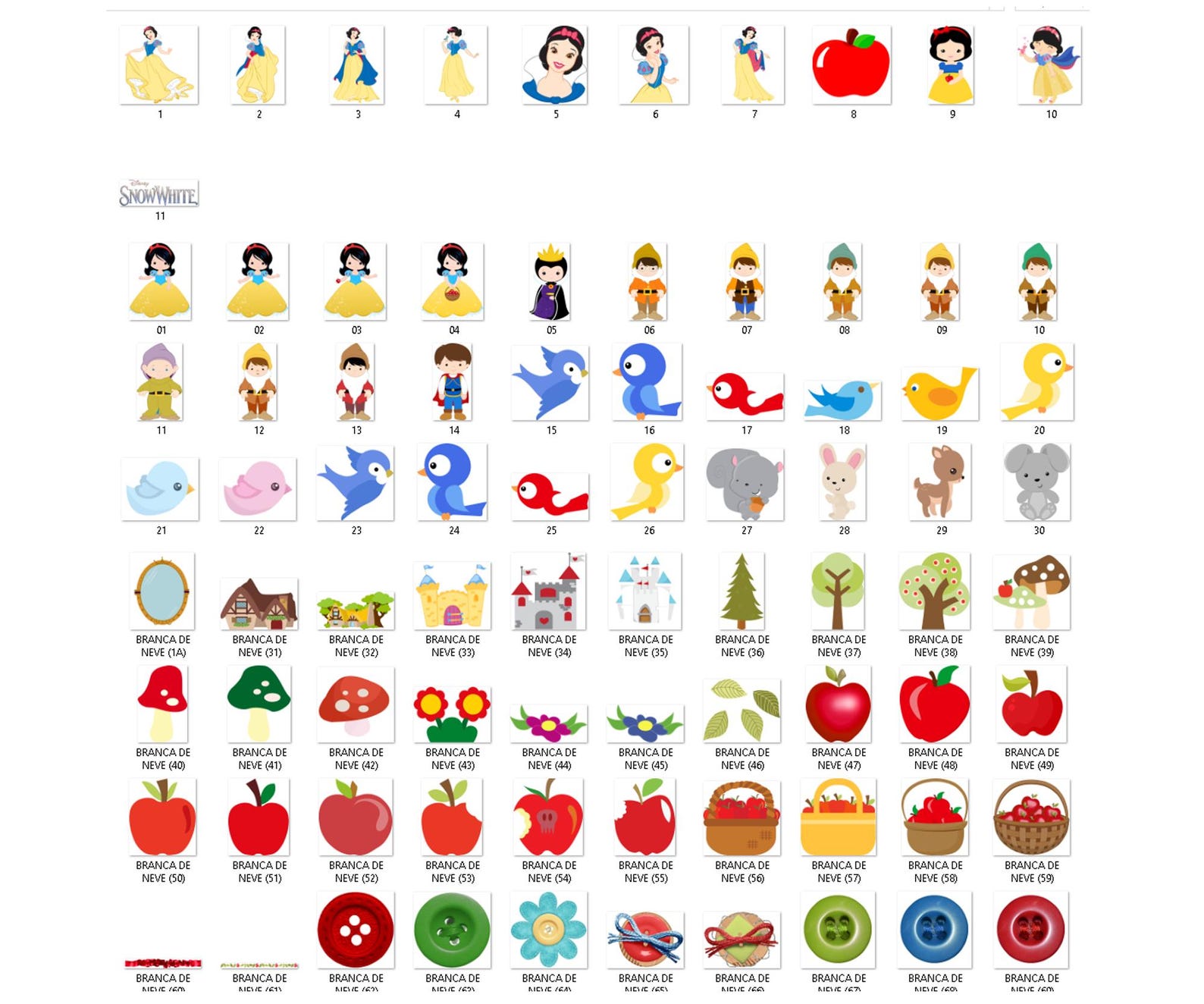 Snow White Clipart Pack Png, Snow White Bundle Pack Paper Digital - Etsy