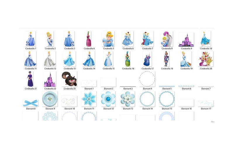 Cinderella Clipart Pack Png, Cinderella Bundle Pack Paper Digital - Etsy