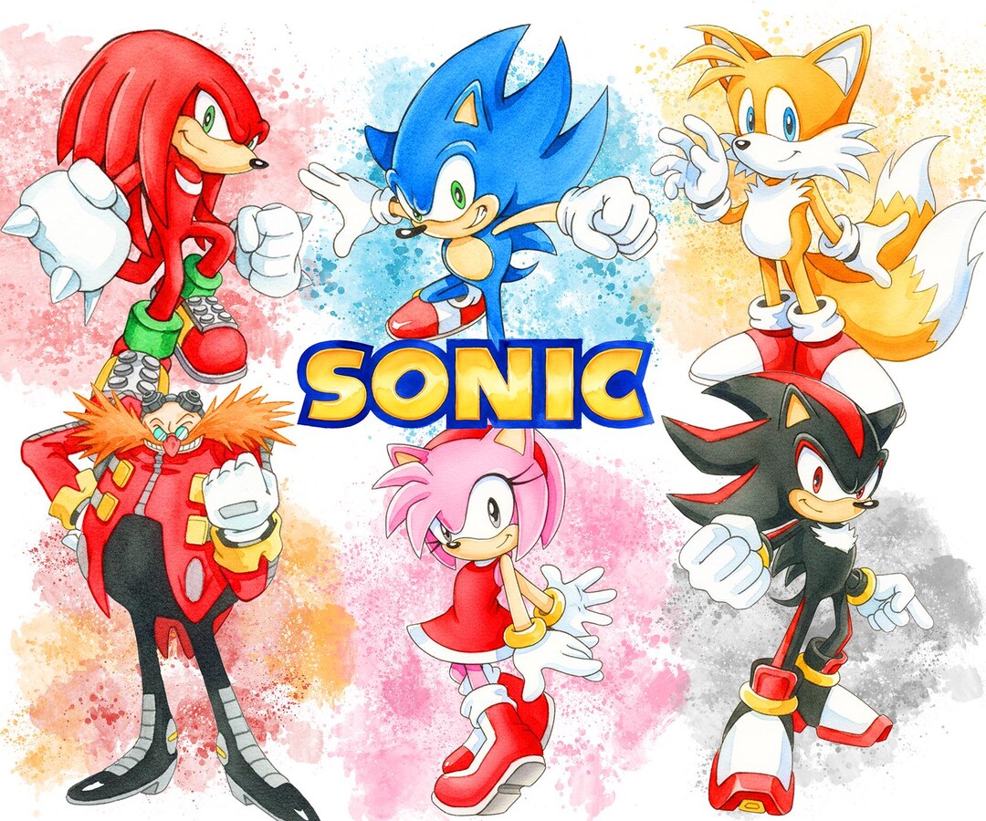 Sonic Watercolor Clipart Pack Png, Sonic Bundle Pack - Etsy UK