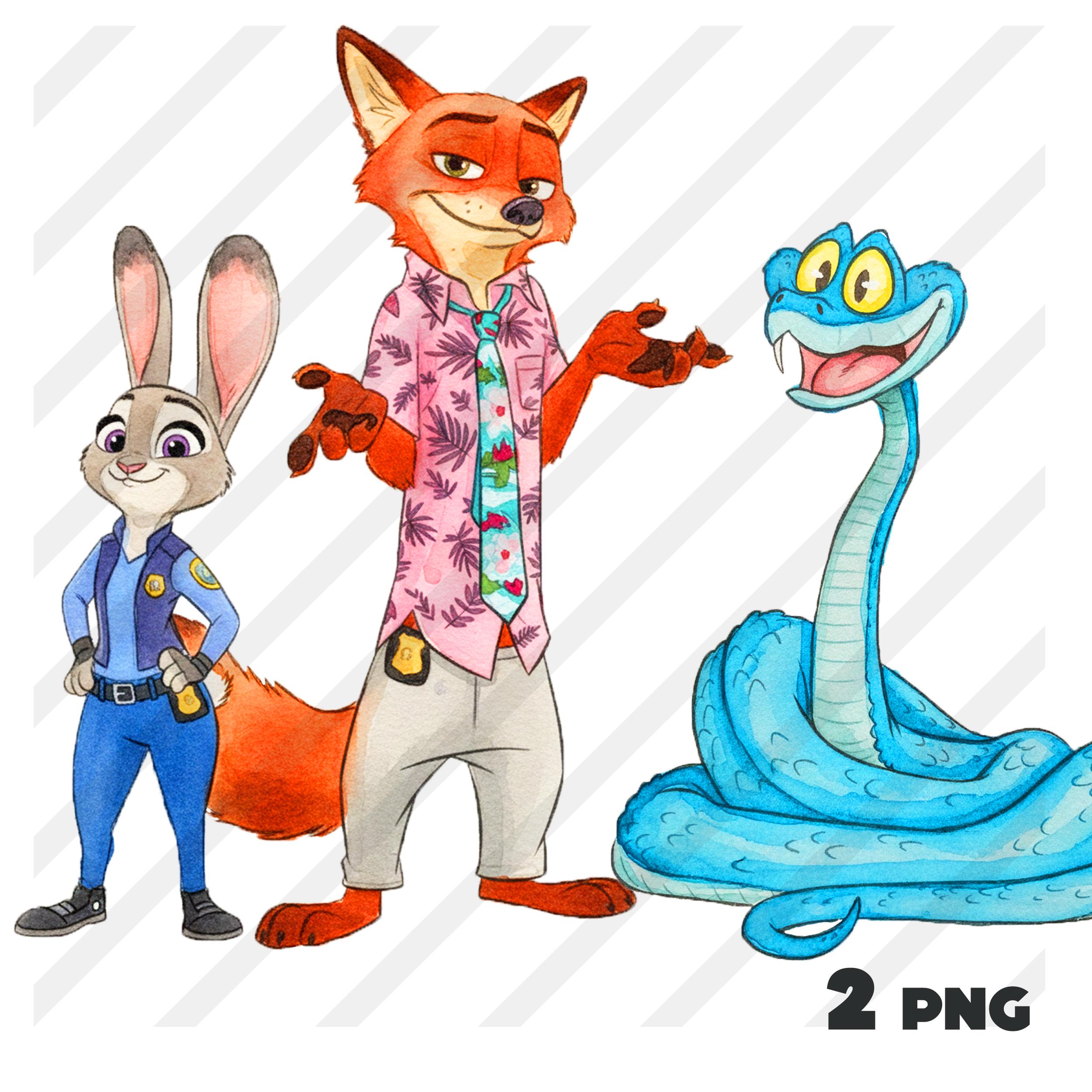 Arte PNG de acuarela de Zootopia 2, Gary Digital - Etsy España