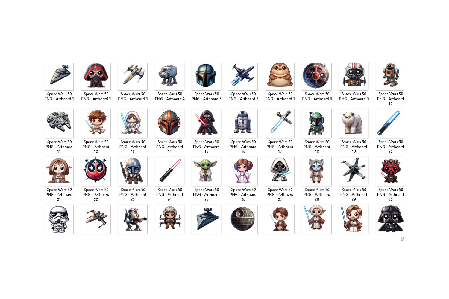 Starwars Clipart Pack Png, Starwars Bundle Pack Seamless Pattern ...