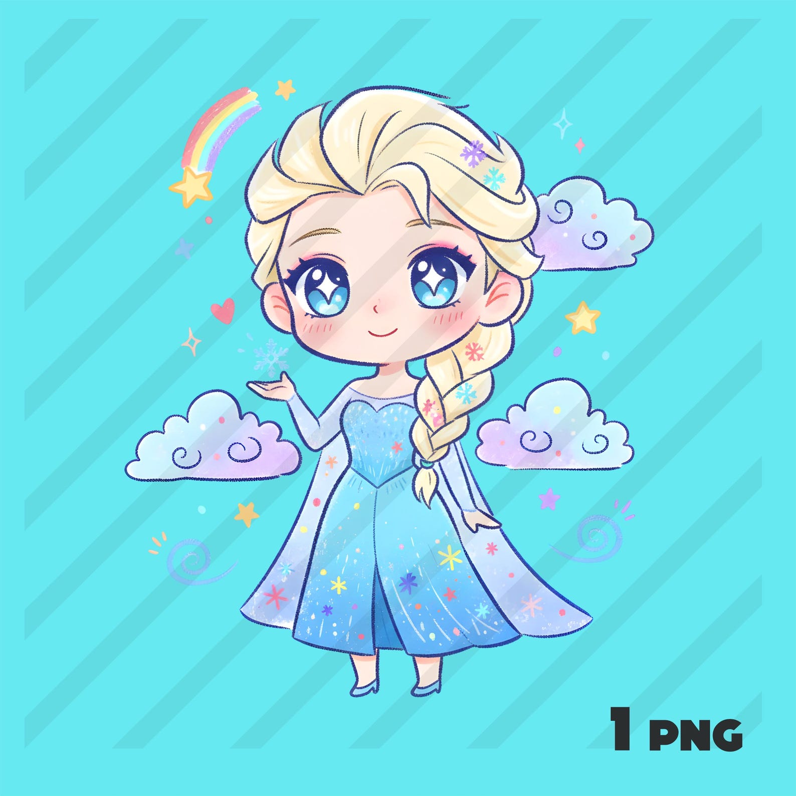 Elsa kawaii clipart frozen cute png, digital art - Etsy Portugal