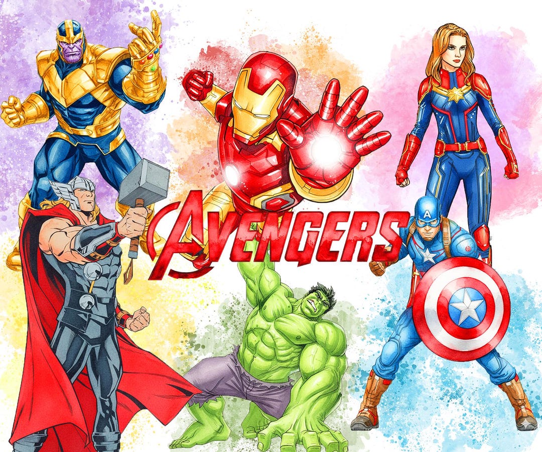 Avengers Clipart Watercolor Pack Png, Superhero Bundle Pack - Etsy Canada