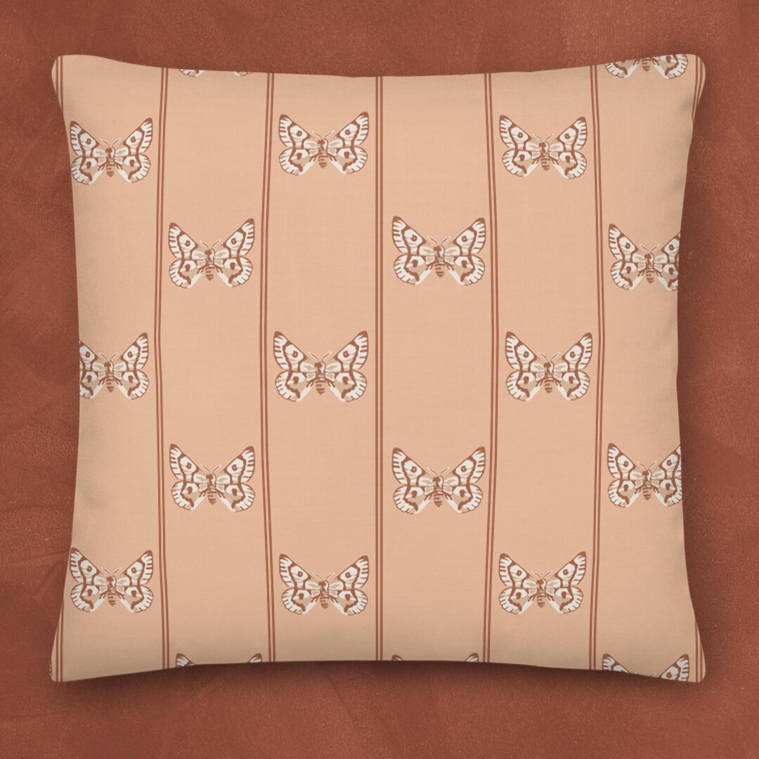 Cottagecore Butterfly Stripe Pillow, Butterfly Throw Pillow ...