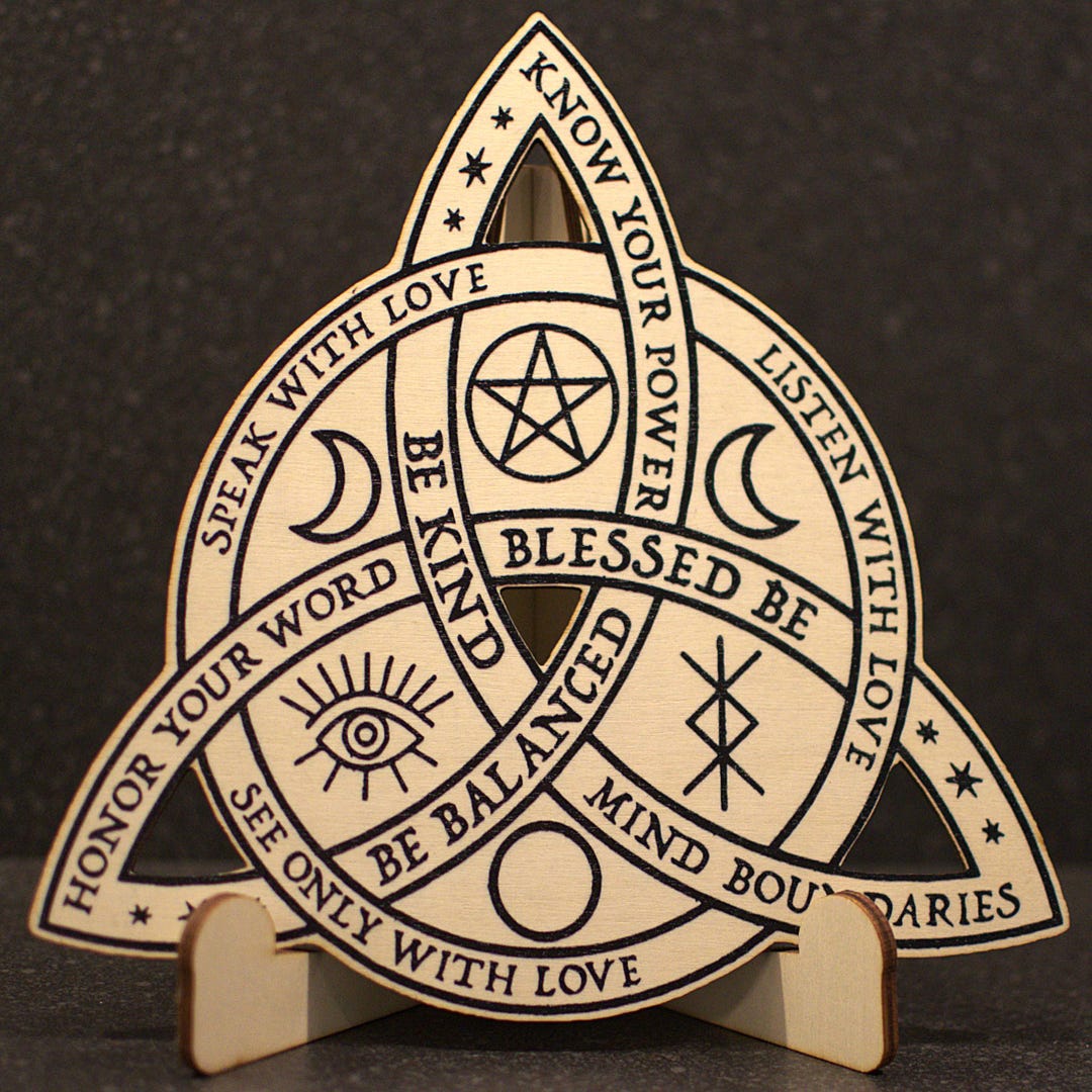 Triquetra Celtic Trinity Knot Altar Plaque With Oracle Symbols / Witch ...