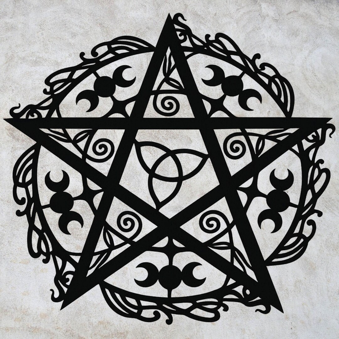 XL Pentagram Metal Wall Art -celtic Witch, Pagan & Wiccan Altar Tile ...