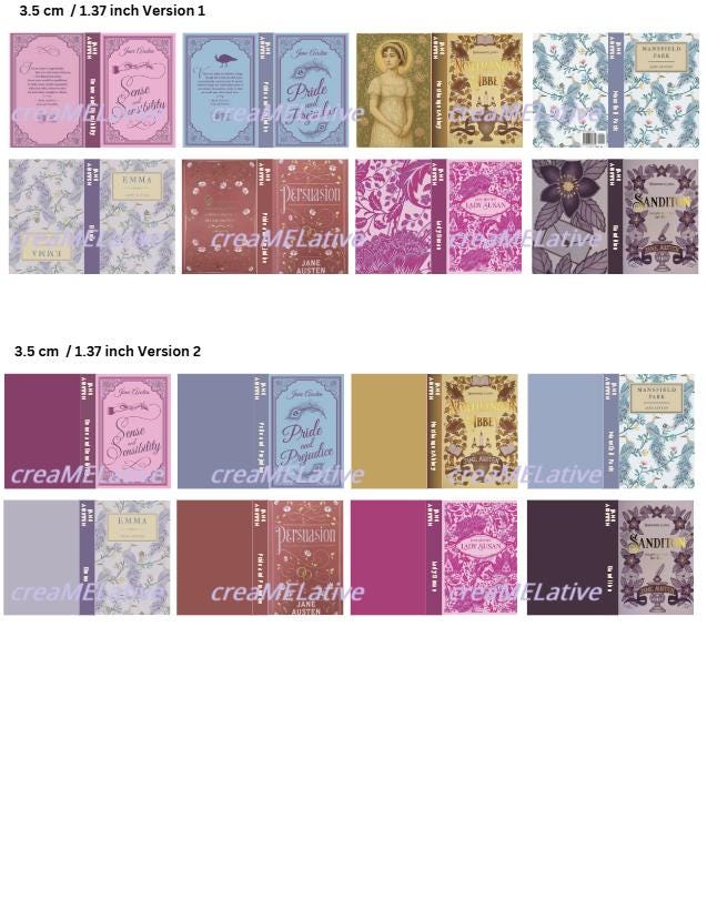 Printable Mini Jane Austen Book Cover Template Set + Bonus Pages ...