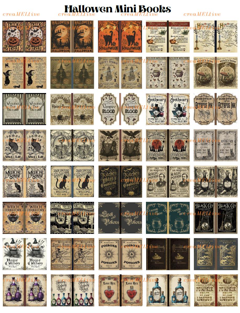 Halloween Horror Mini Book Covers Set – Printable Spooky Library Books ...