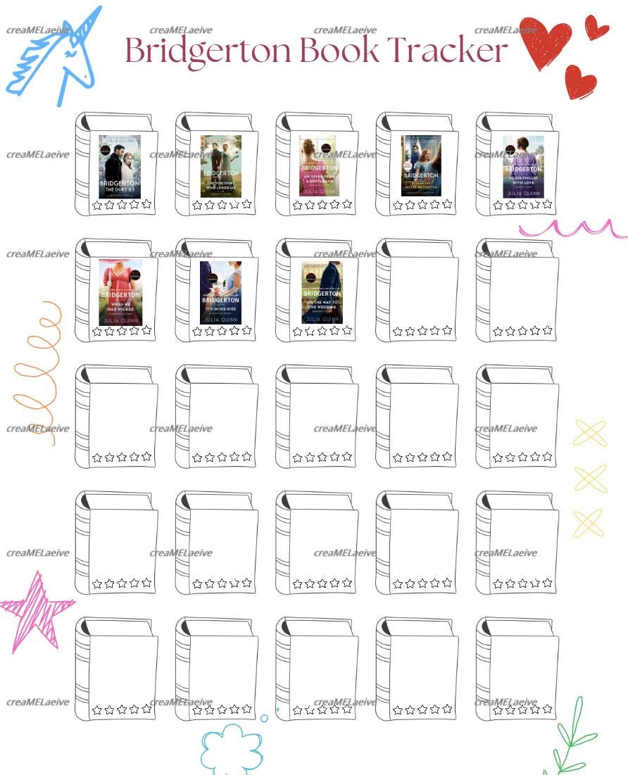 Printable Mini Julia Quinn Book Cover Template Set + Bonus Bridgerton ...