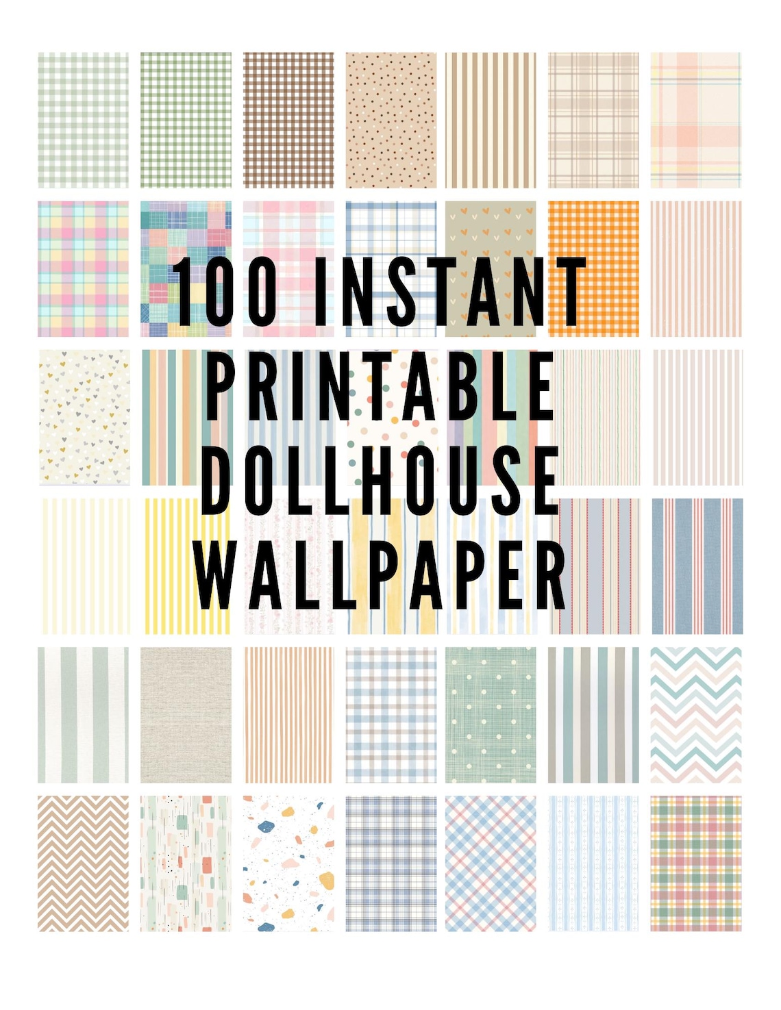 Dollhouse Wallpaper Printable Bundle | 100 Miniature Wallpapers ...