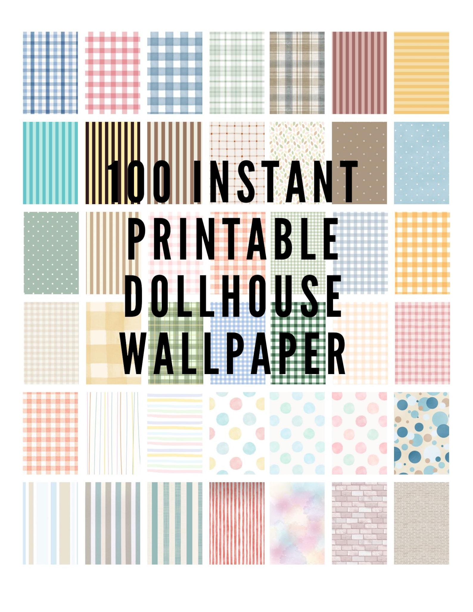 Dollhouse Wallpaper Printable Bundle | 100 Miniature Wallpapers ...