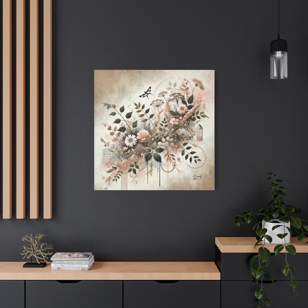 Floating Stencil Art Print - Cottagecore Graffiti Fusion - Ethereal ...