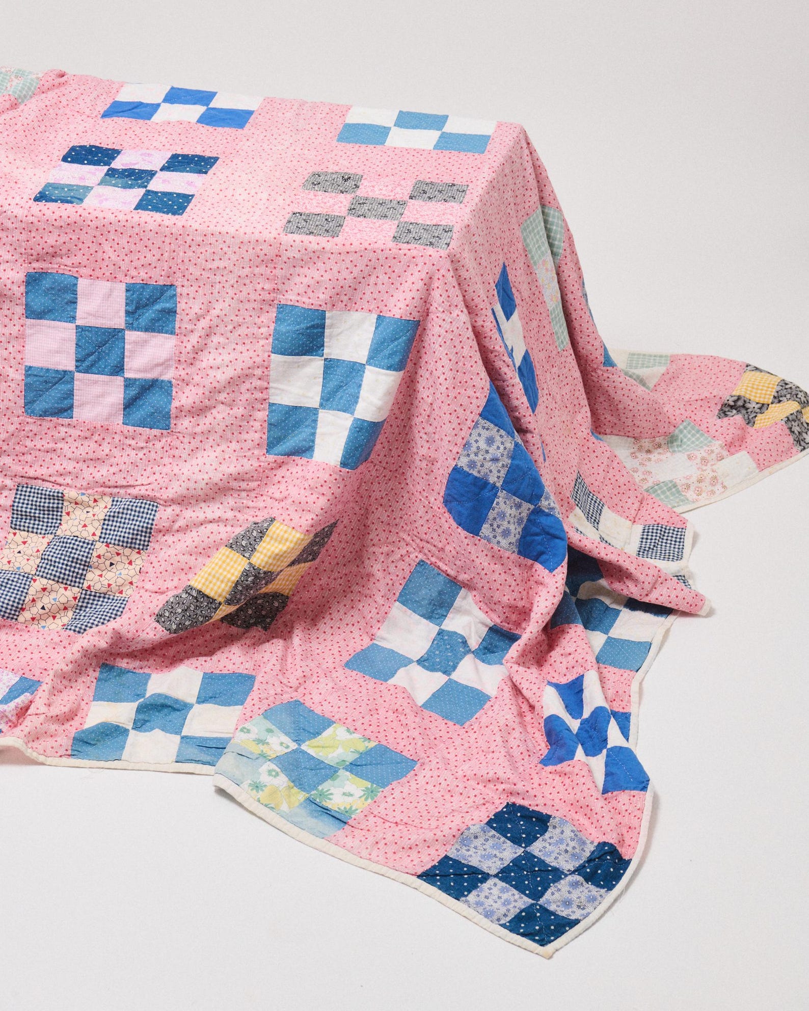 Handmade Feed Sack Nine Patch Quilt 1940s - Etsy