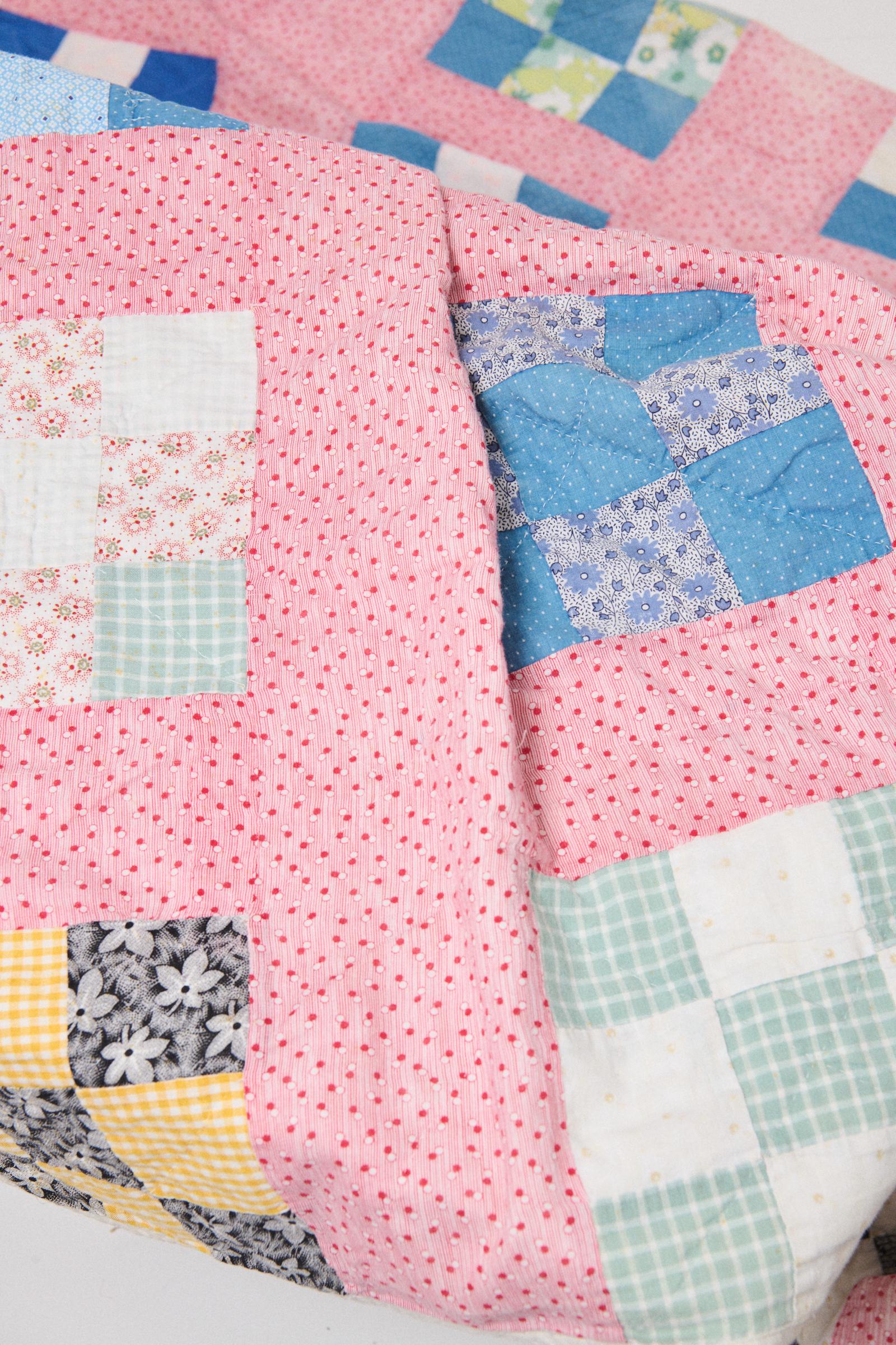 Handmade Feed Sack Nine Patch Quilt 1930s - Etsy