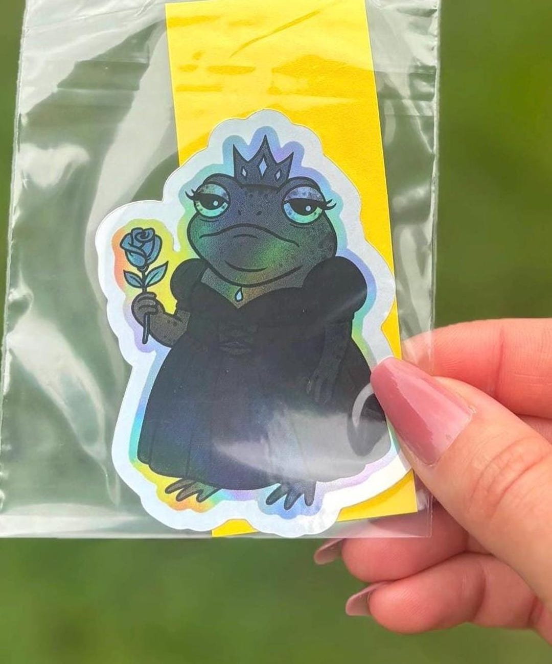 Holographic Goth Frog Sticker, Dark Princess Vinyl Decal, Funny ...