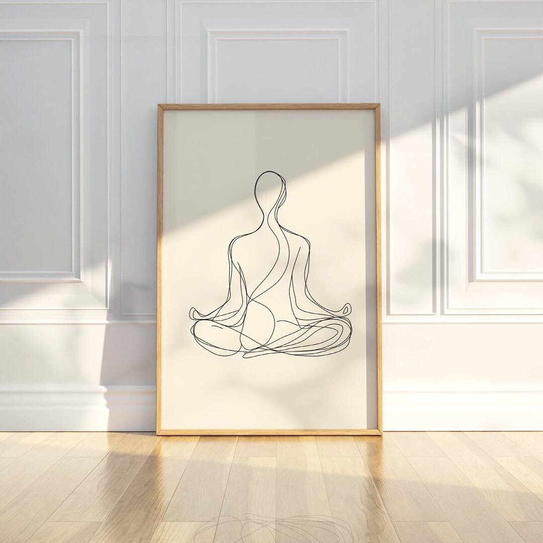 Minimalist Yoga Pose Woman Zen Line Art Sketch Drawing Painting ...