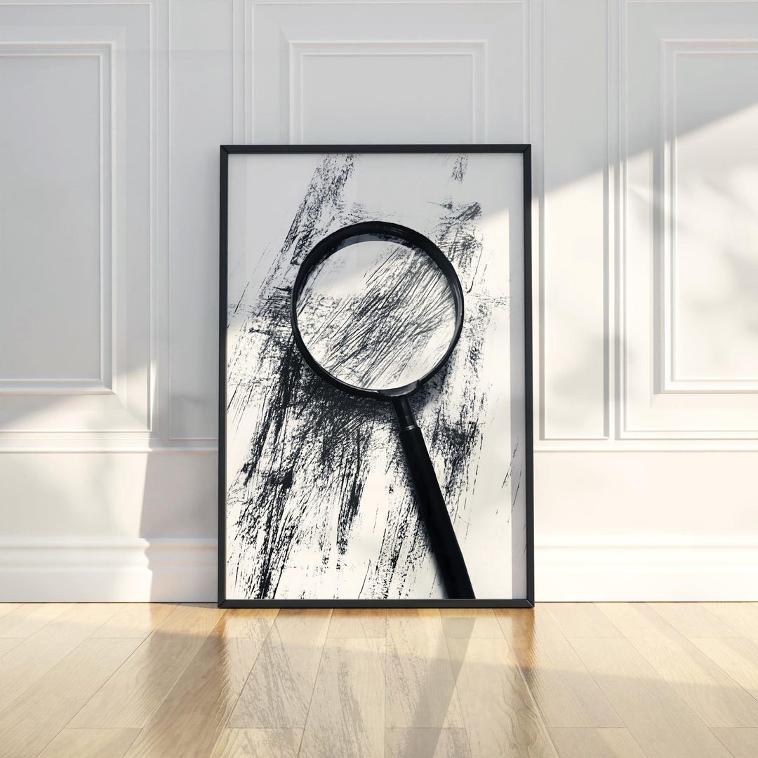 Magnifying Glass Line Art Pencil Sketch Drawing Printable Trendy Retro ...