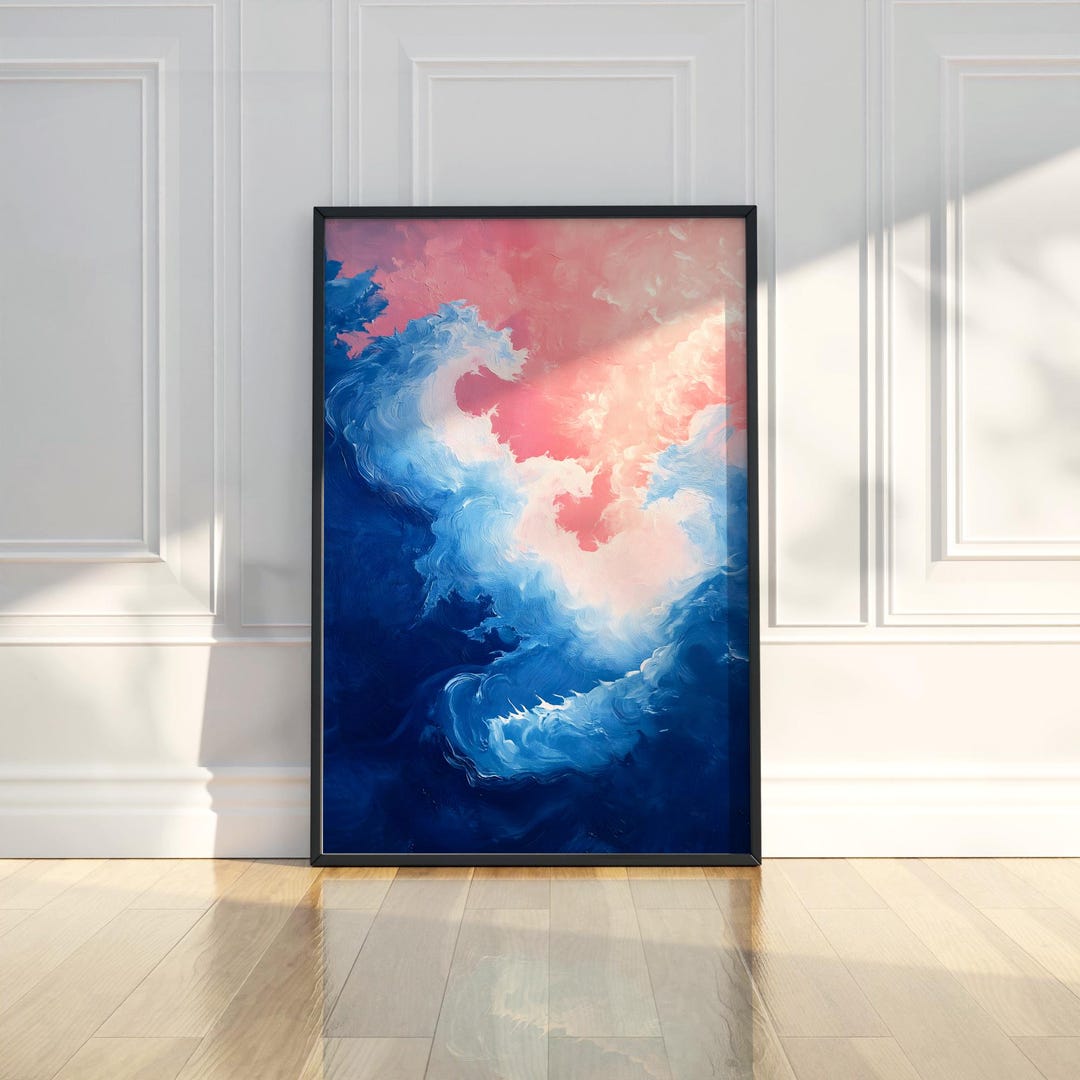 Vibrant Colorful Abstract Ocean Wall Art Print Fluid Waves Swirling ...