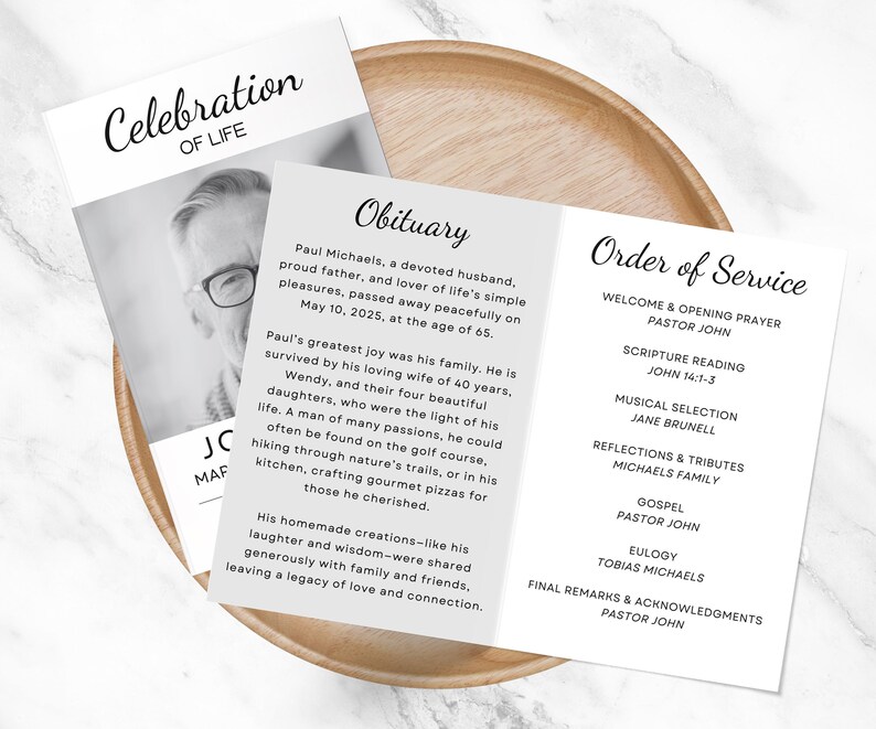 Cremation Funeral Program – Editable Celebration of Life Booklet ...