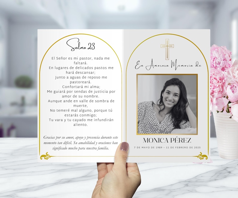 Spanish Funeral Program Template – Editable Bilingual Obituary Pamphlet ...