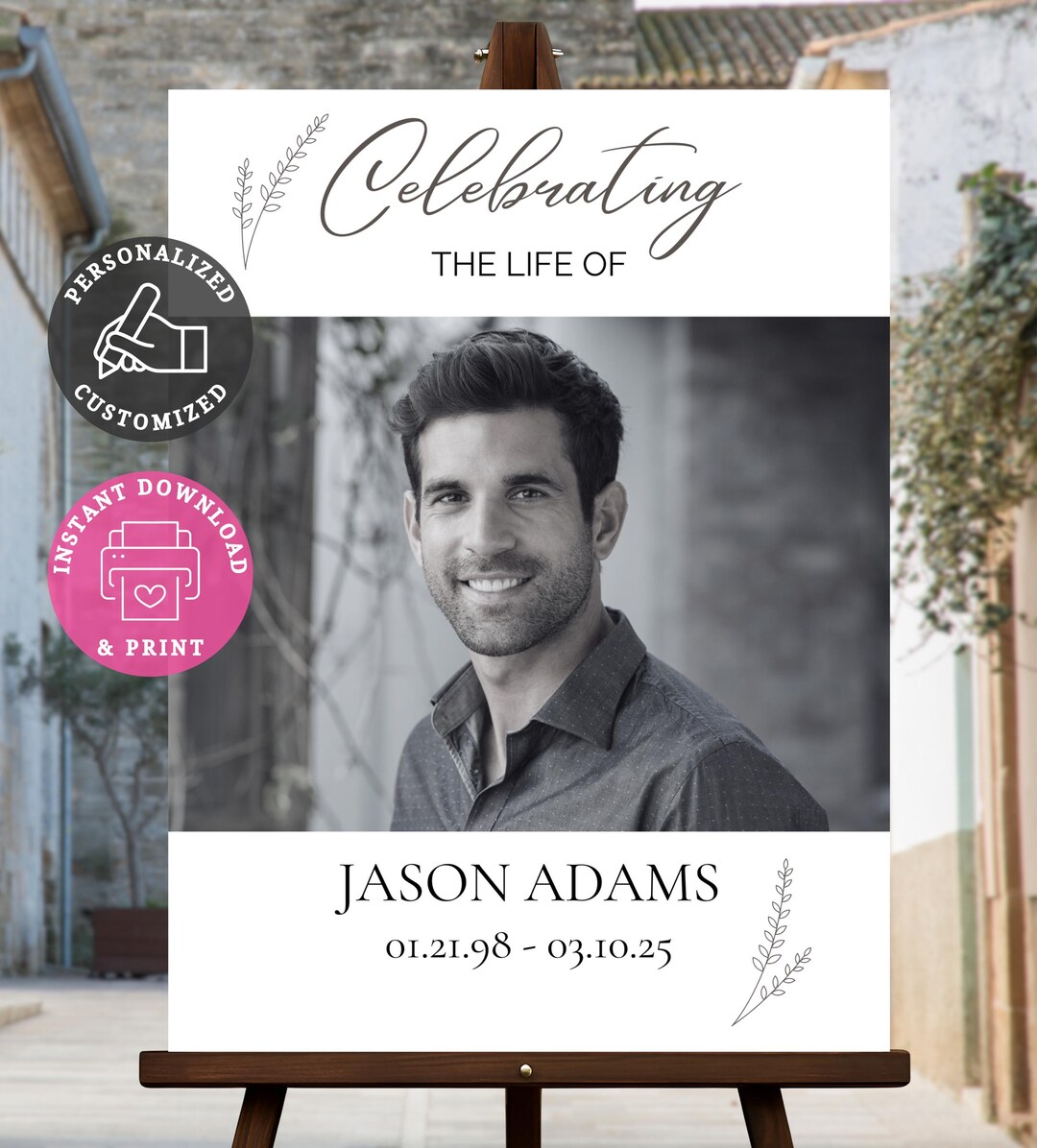 Modern Funeral Welcome Sign Printable – Editable Clean & Elegant ...