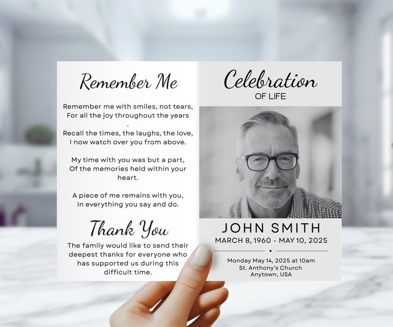 Cremation Funeral Program – Editable Celebration of Life Booklet ...