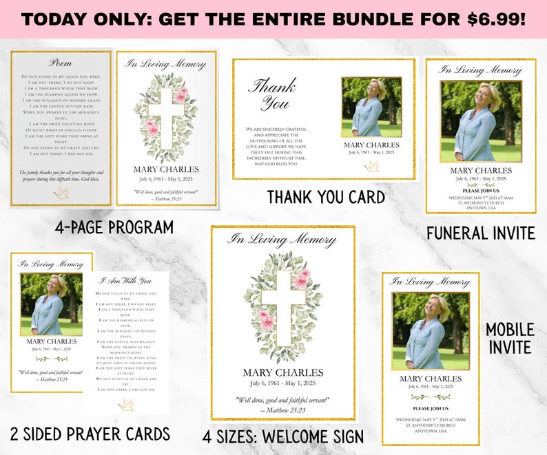 Catholic Funeral Program Template – Editable Christian Memorial ...