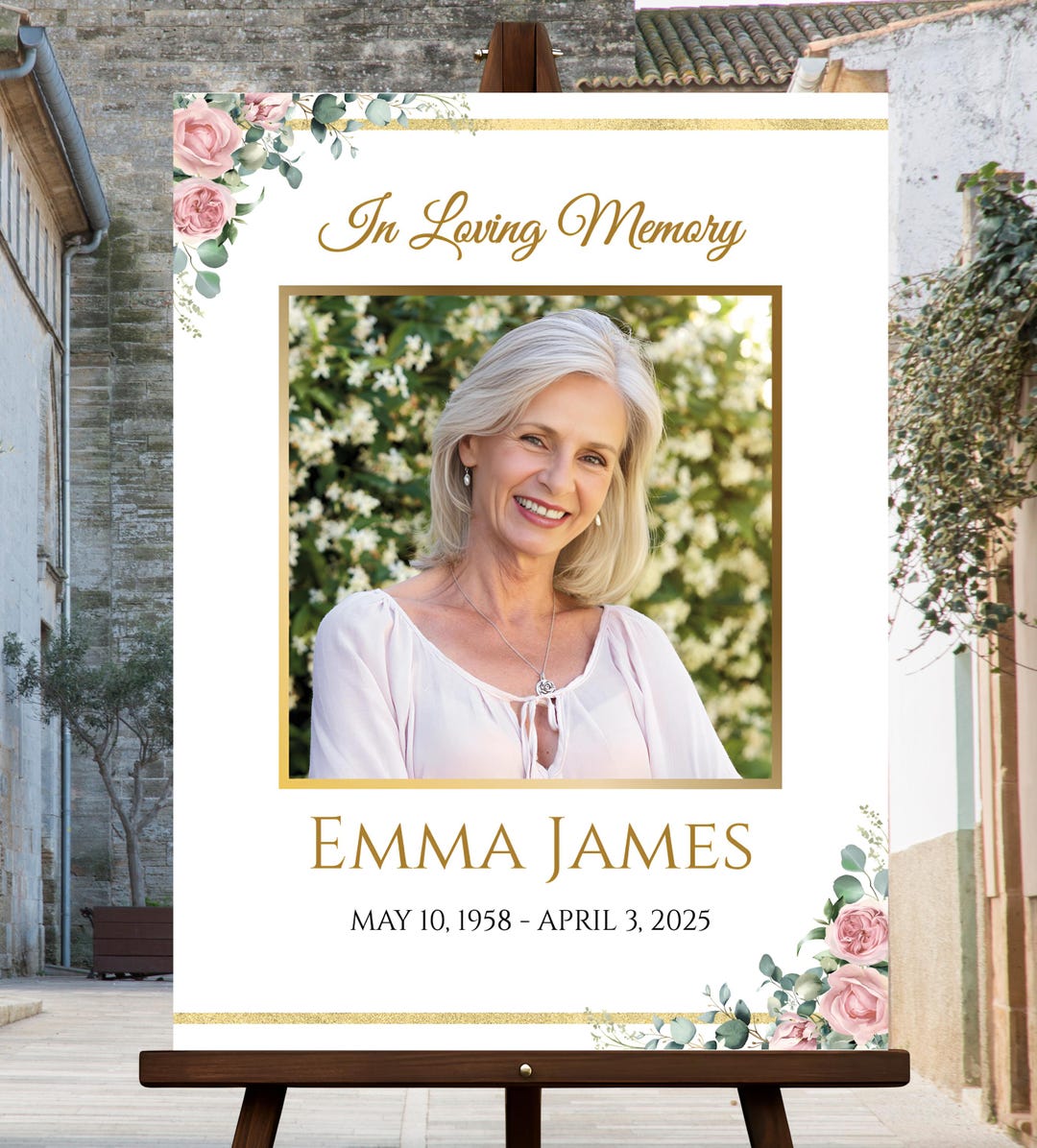 Floral Funeral Welcome Sign Printable – Editable Watercolor Memorial ...