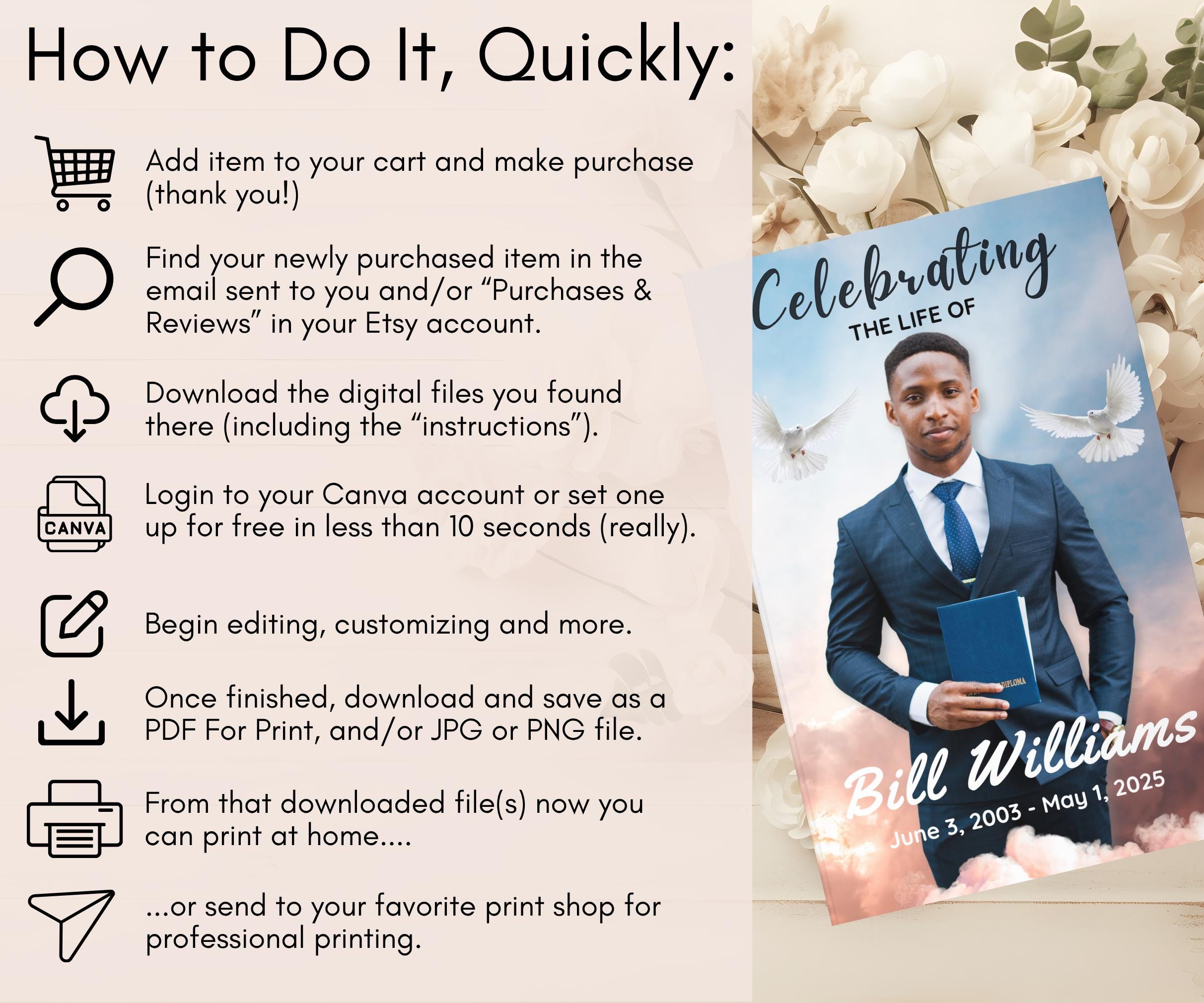 Homegoing Funeral Program Template – Printable Celebration of Life ...