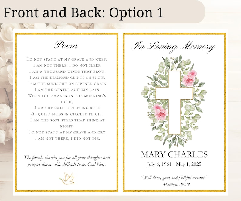 Catholic Funeral Program Template – Editable Christian Memorial ...