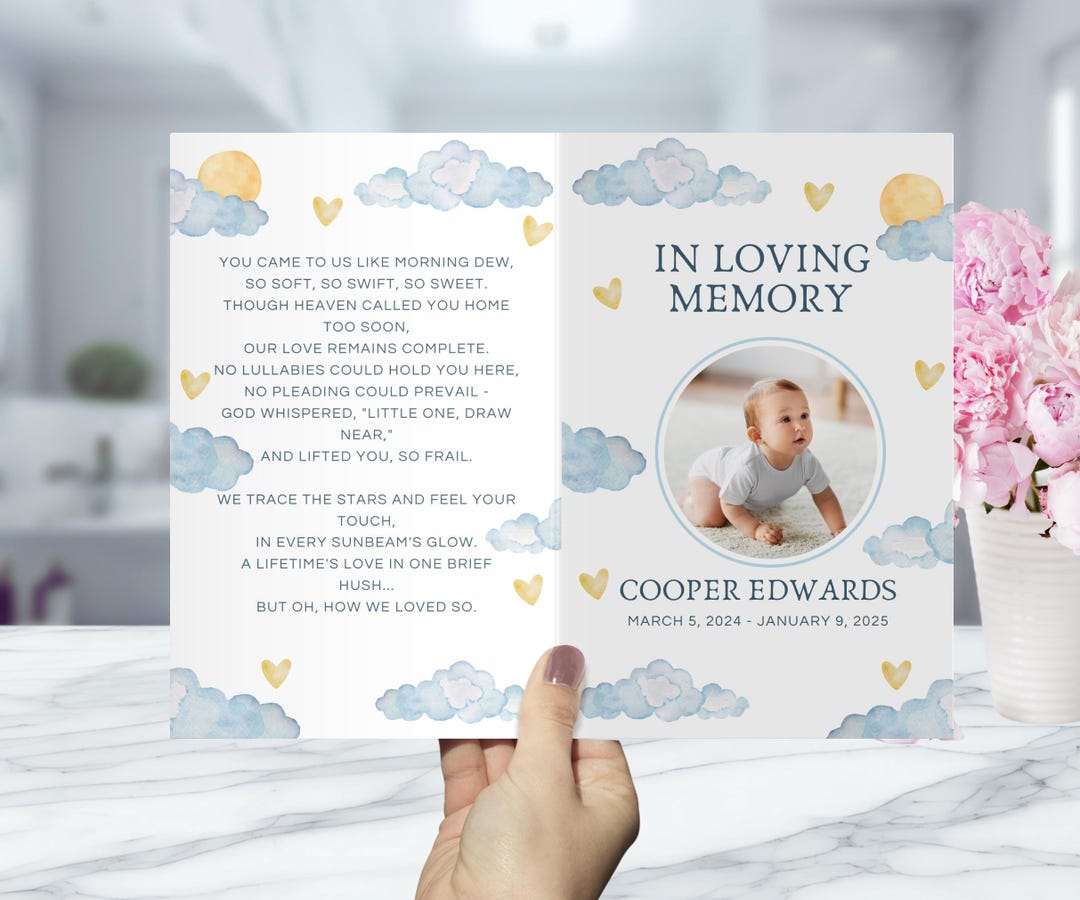 Editable Baby Funeral Program Template – Printable Baby Memorial ...