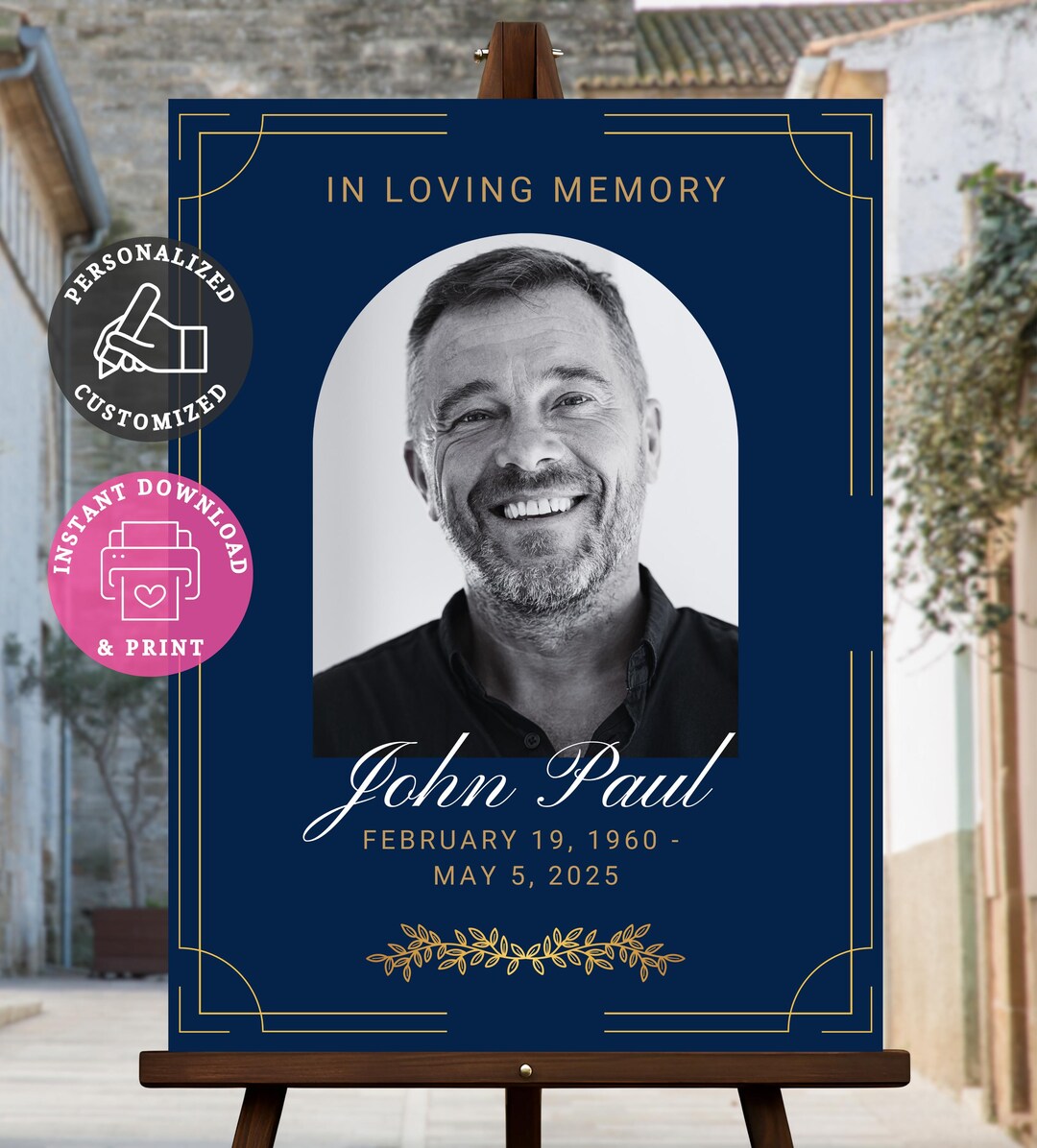 Funeral Welcome Sign for Man – Editable Celebration of Life Poster – in ...