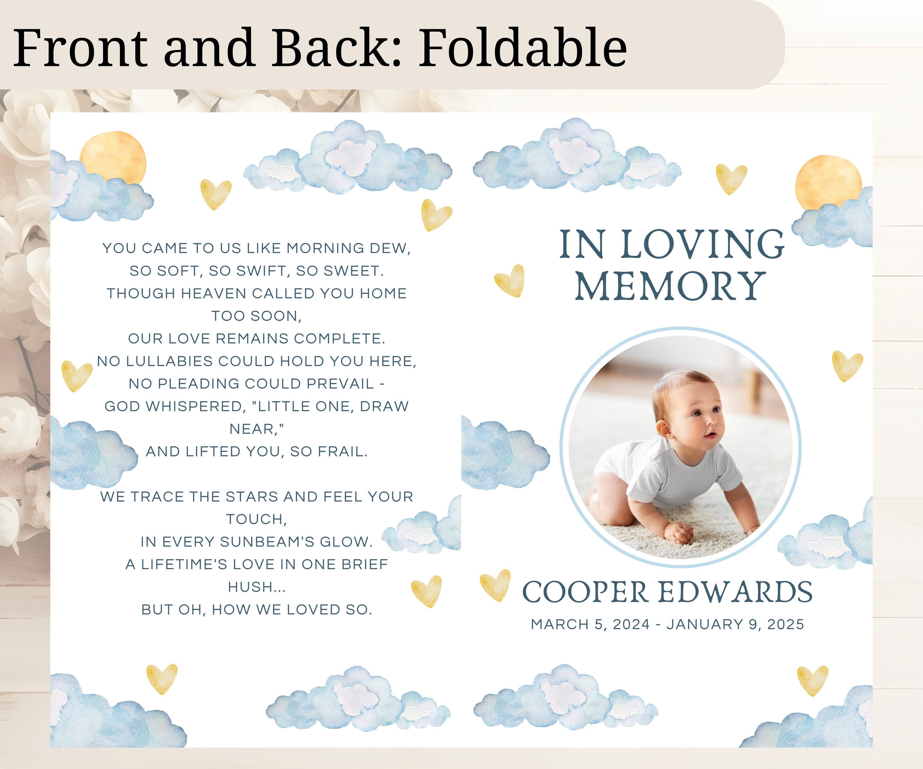 Baby Funeral Program Template – Editable Infant Memorial Booklet ...
