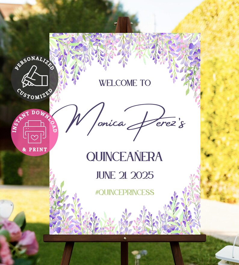 Quinceañera Welcome Sign Template – Editable Sweet 15 Canva Sign ...