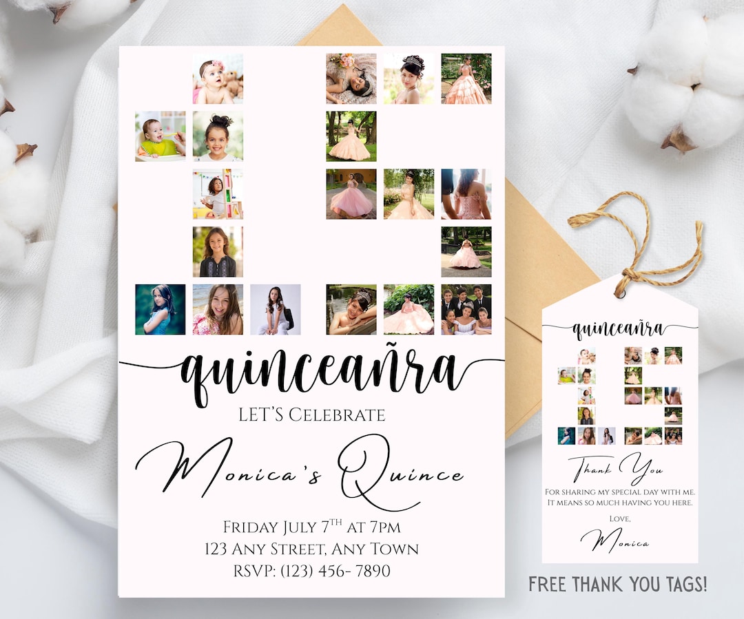 Quinceañera Invitation Template – Editable Minimalist Canva Design ...