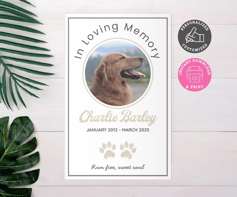 Dog Funeral Program Template – Editable Pet Memorial Booklet ...