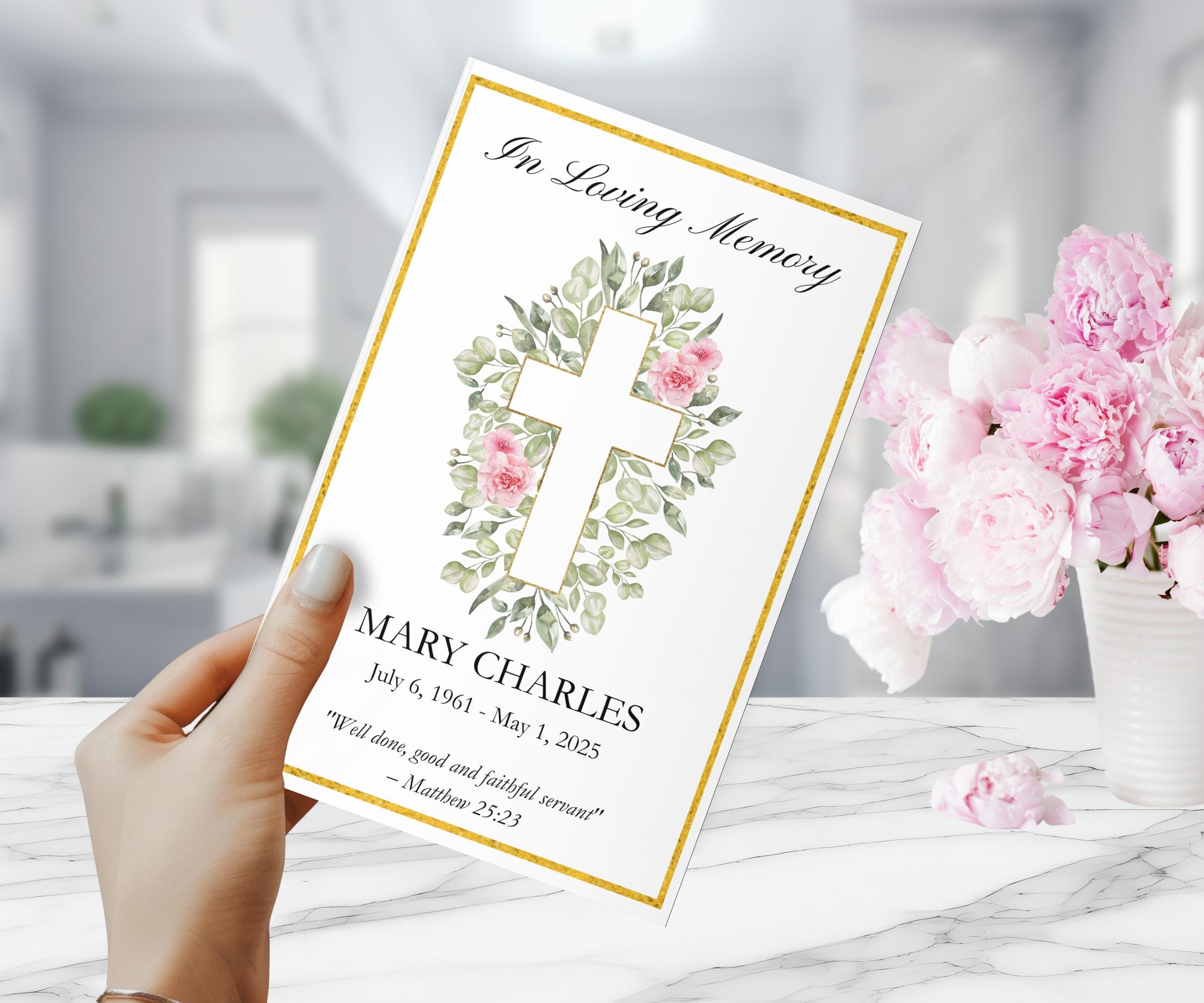 Catholic Funeral Program Template – Editable Christian Memorial ...