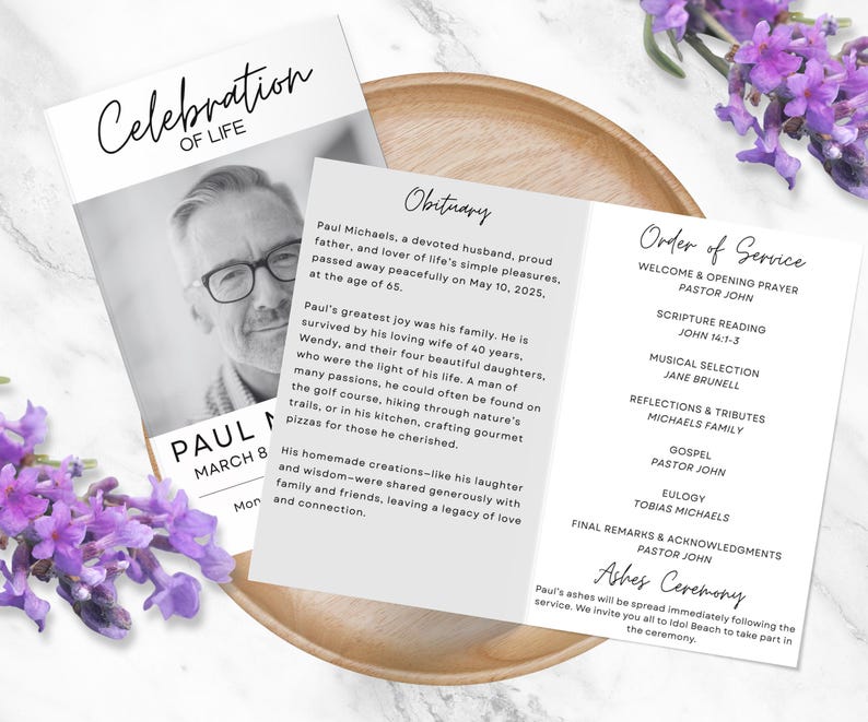 Cremation Memorial Program – Editable Celebration of Life Booklet ...