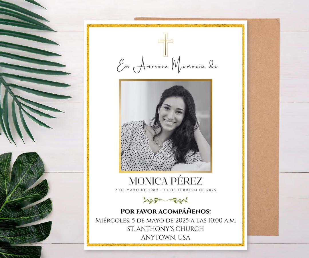Spanish Funeral Invitation Printable – Editable 5x7 Memorial ...