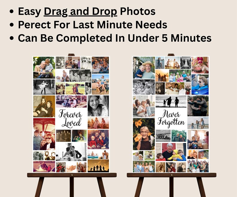 Funeral Photo Collage Template – Editable Memorial Poster – Printable ...