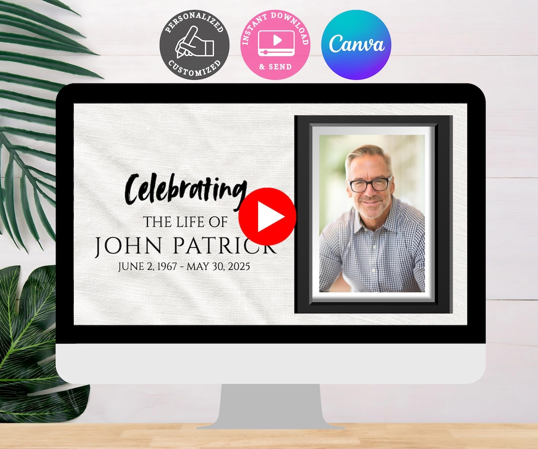 Funeral Slideshow for Dad – Editable Canva Tribute Video Template ...