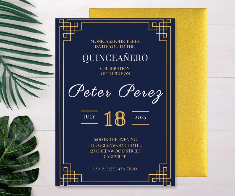 Quinceañero Invitation for Boy – XV Invite Canva Template – Editable ...