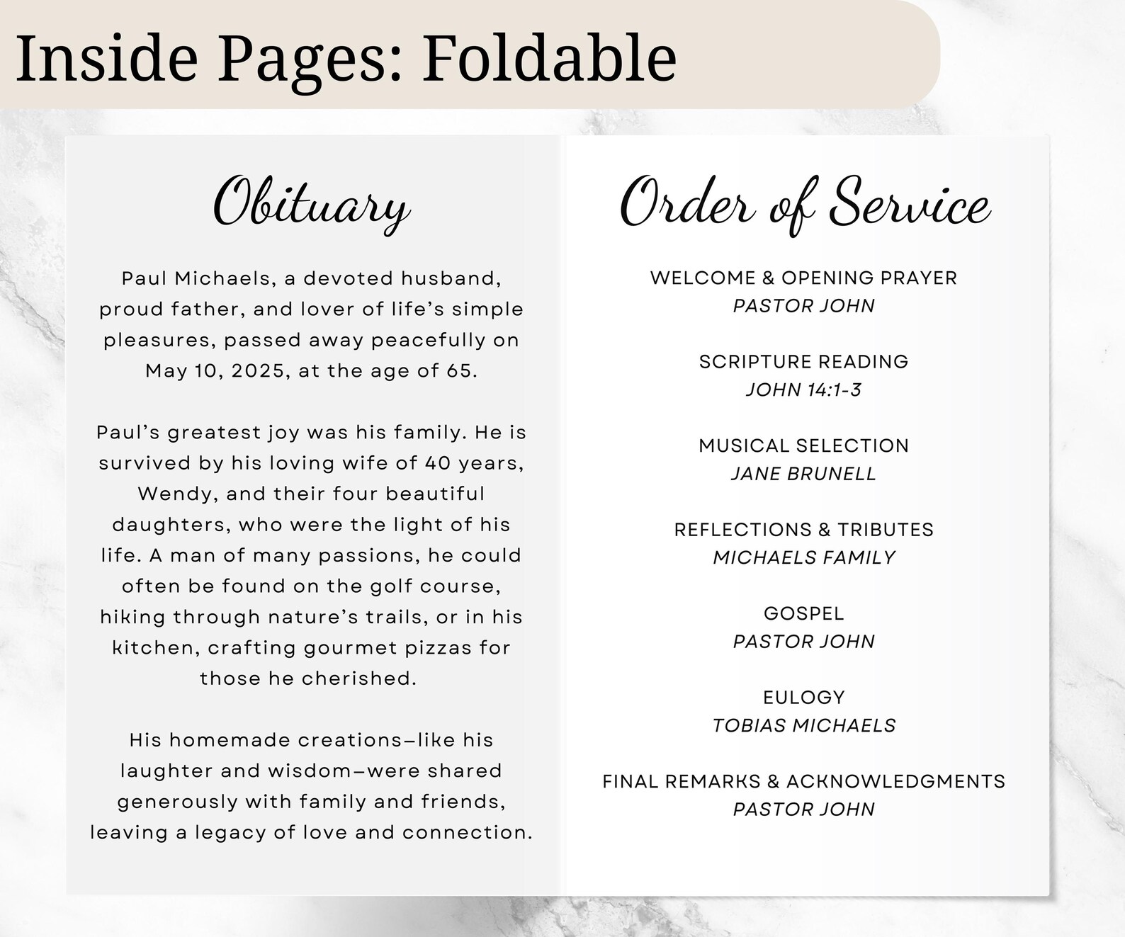 Cremation Funeral Program – Editable Celebration of Life Booklet ...