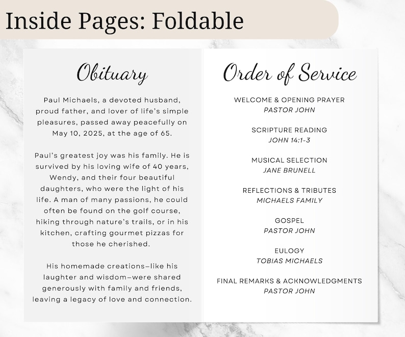 Cremation Funeral Program – Editable Celebration of Life Booklet ...