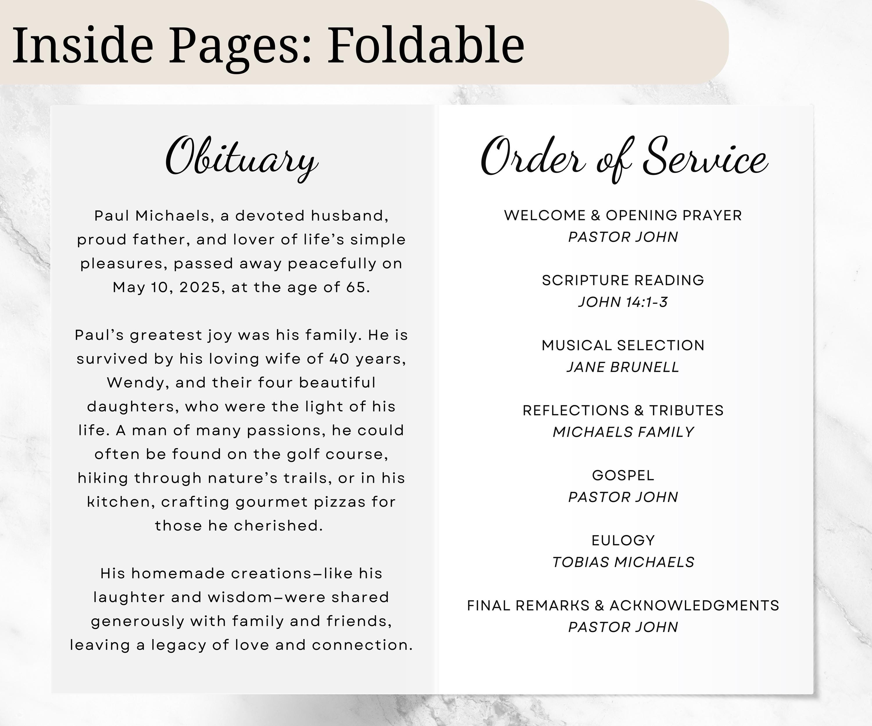 Cremation Funeral Program – Editable Celebration of Life Booklet ...
