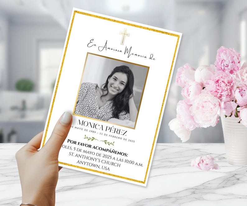 Spanish Funeral Invitation Printable – Editable 5x7 Memorial ...